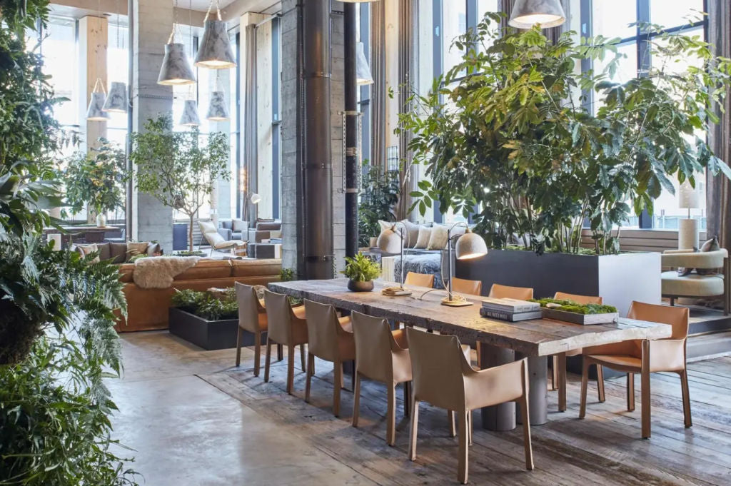 An Imperfectly Perfect Reclaimed Wood Table at 1 Hotel Brooklyn Bridge
